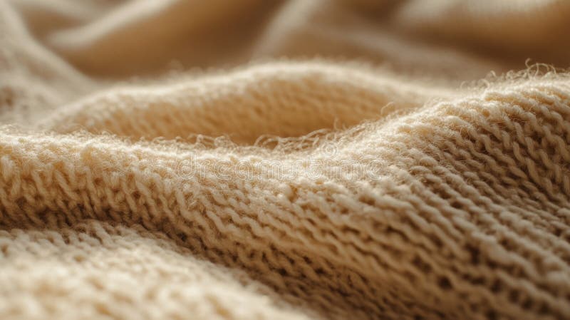 Soft Beige Knitted Fabric Texture Close Up Stock Illustration ...