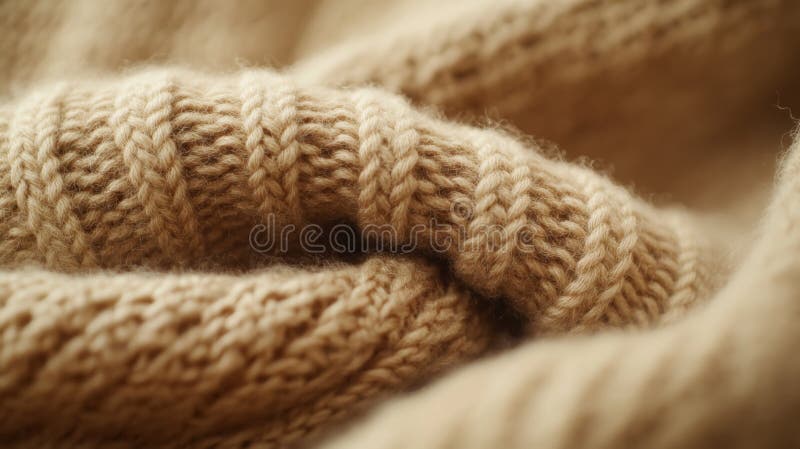 Soft Beige Knitted Fabric Texture Close Up Stock Illustration ...