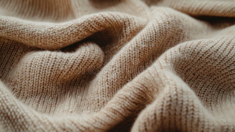Soft Beige Knitted Fabric Texture Close Up Stock Illustration ...