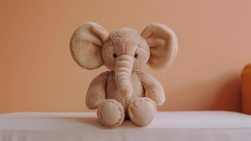 Soft Beige Plush Elephant Toy White Surface Stock Photos - Free ...