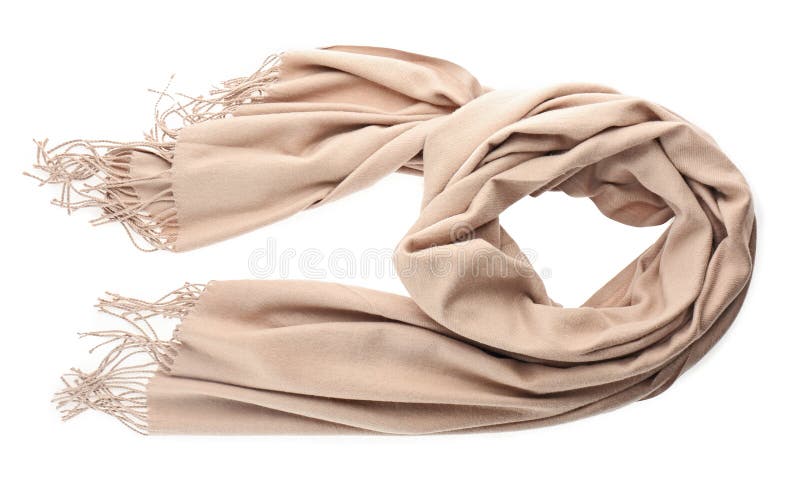 Soft Beige Scarf Isolated White Stock Image - Image of casual, scarf ...