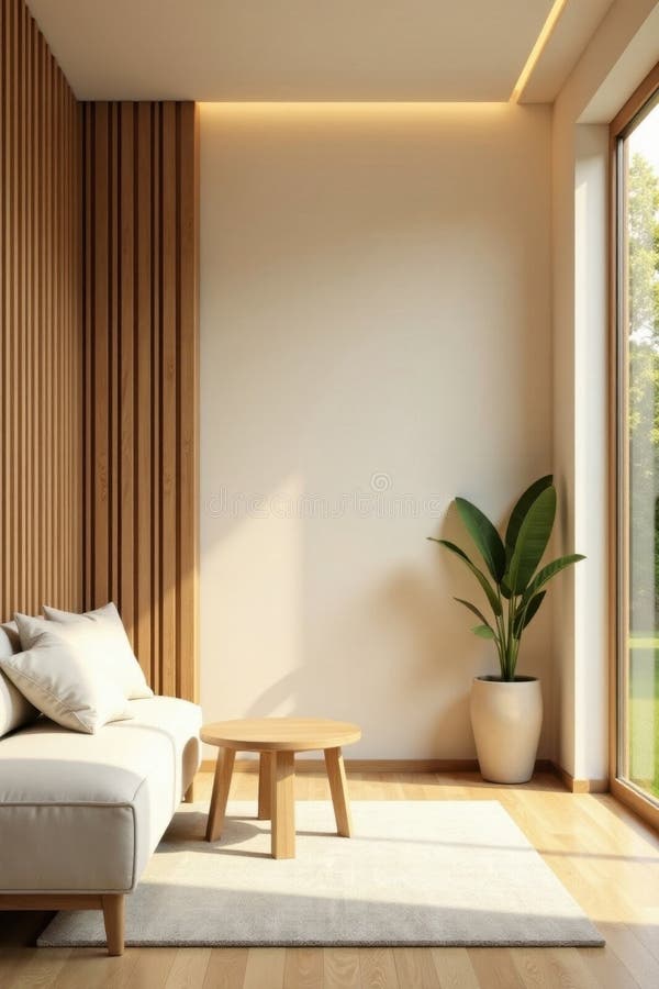 Soft Beige Walls, Wooden Accents, Serene Space , Background, Study ...