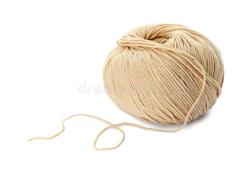 Soft Beige Woolen Yarn Isolated on White Stock Image - Image of craft ...