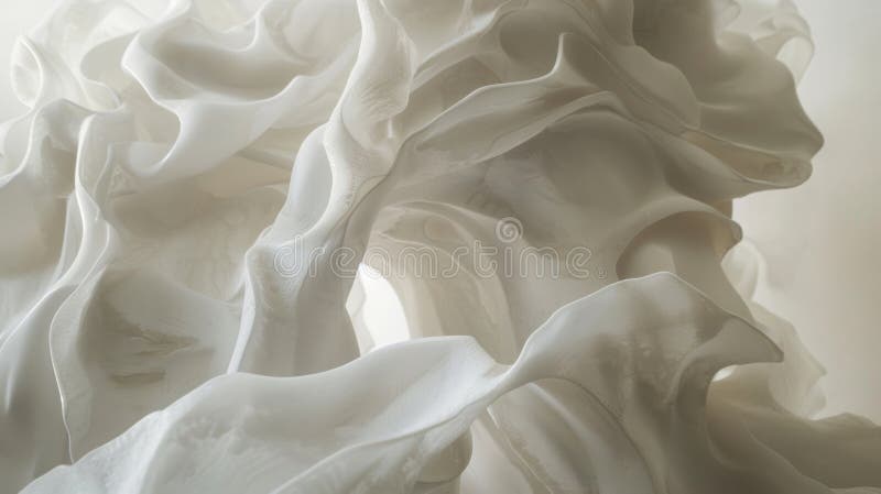 Soft Billowing Fabric Streams from the Top of the Sculpture Creating a ...