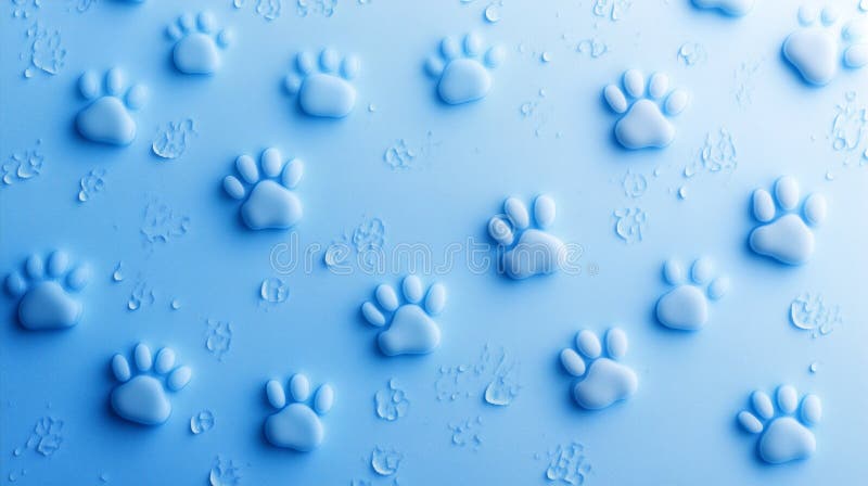 Soft Blue Backdrop Featuring Various Paw Prints in Playful Arrangements ...