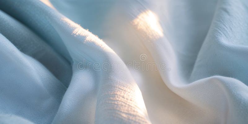 Soft Blue Background with Warm Sunlight and Linen Texture. Stock Image ...
