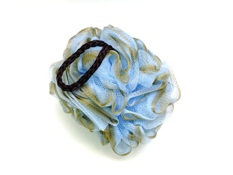 Soft Blue Bath Puff or Sponge on White Background; Stock Photo - Image ...