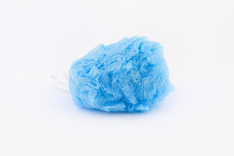 Soft Blue Bath Puff or Sponge Isolated on White Background Stock Photo ...