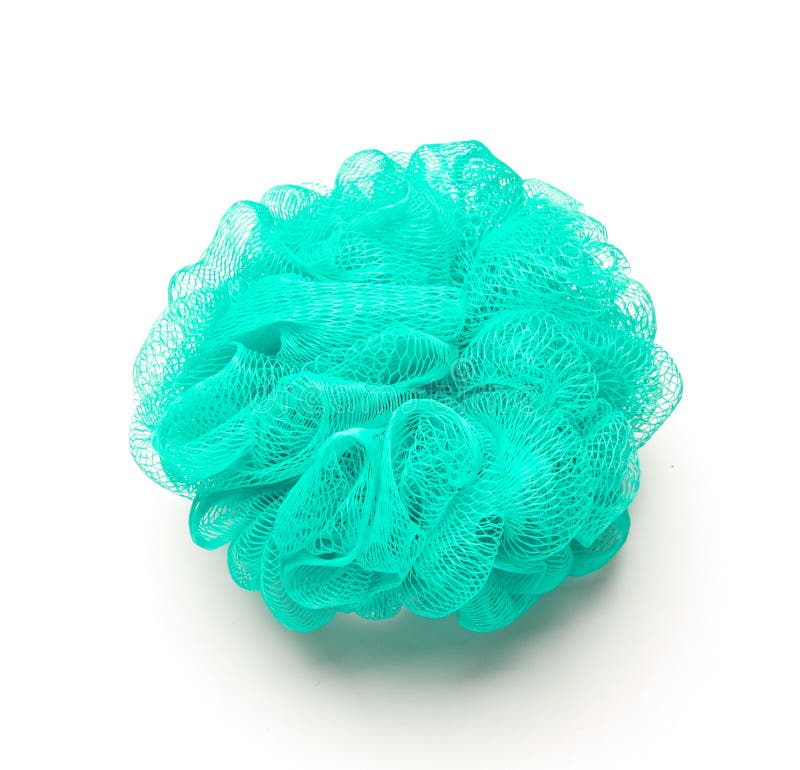 Soft Blue Bath Sponge Isolated on White Background with Copy Space ...