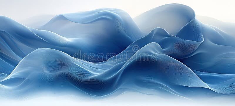Soft Blue Fabric Cascades Gently, Creating Waves and Texture with ...