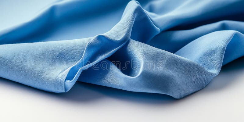 Soft Blue Fabric Drapes Elegantly Over a Smooth Surface. the Delicate ...