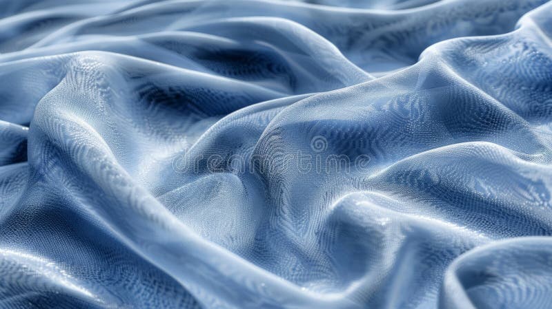 Soft Blue Fabric Waves Texture Background. Abstract Silk Cloth Waves ...