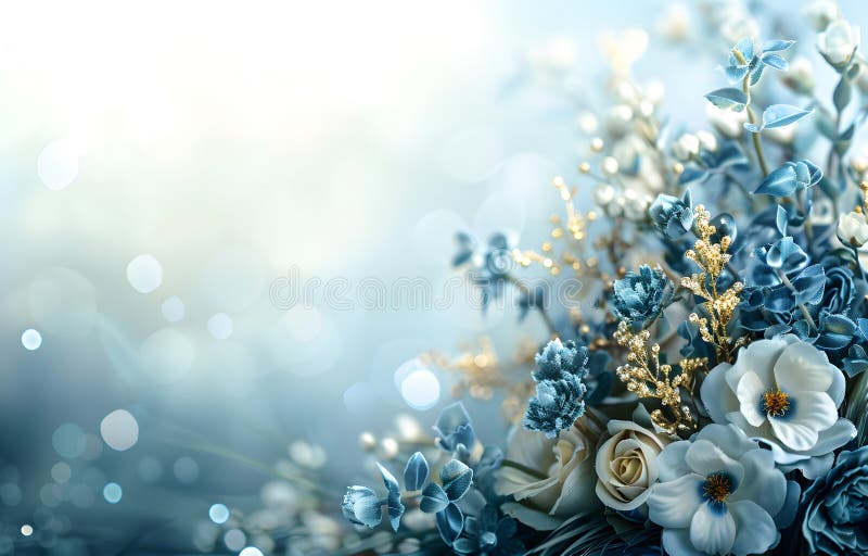 Soft Blue Floral Background, Frame, Greeting Card, and Banner Stock ...