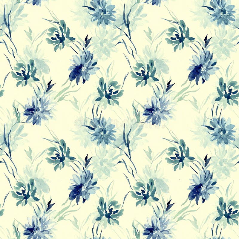 Soft Blue Floral Pattern Creates Calm Stock Illustration - Illustration ...