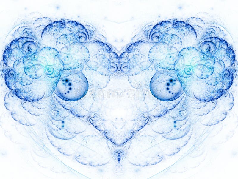 Soft blue fractal heart stock illustration. Illustration of chaos ...