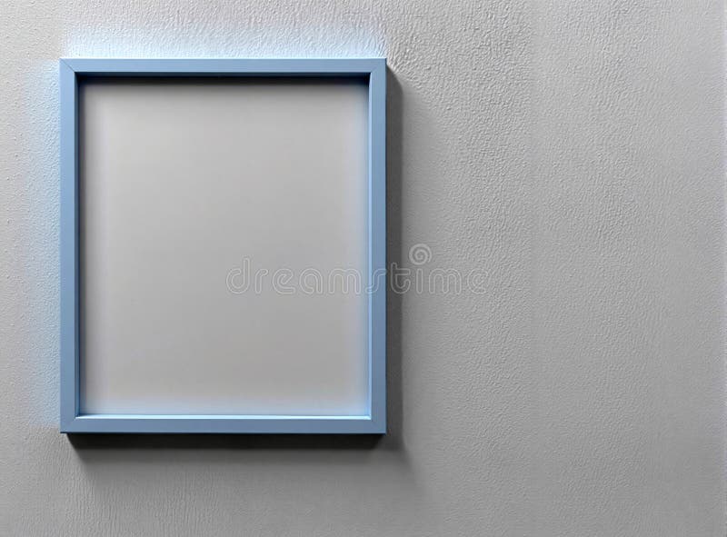A Soft Blue Frame Placed on a Light Grey Wall, Creating a Peaceful ...