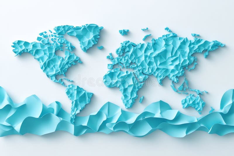 A Soft Blue Gradient Background Features a Minimalist 3D World Map and ...