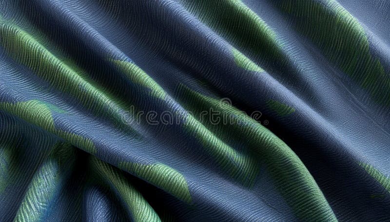 Elegant Blue and Green Fabric Drapes Gracefully with Intricate Textures ...