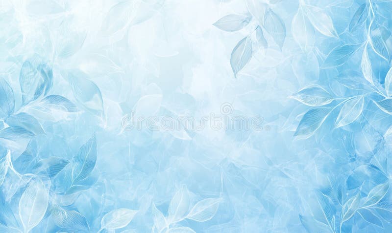 Soft Blue Leaf Pattern Background with Delicate Transparency and Light ...