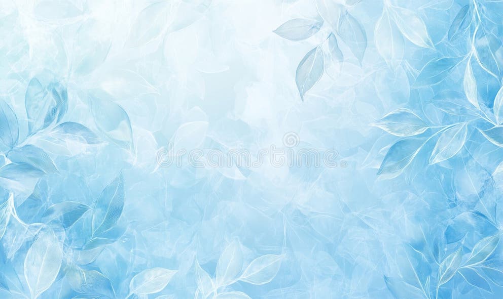 Soft Blue Leaf Pattern Background with Delicate Transparency and Light ...