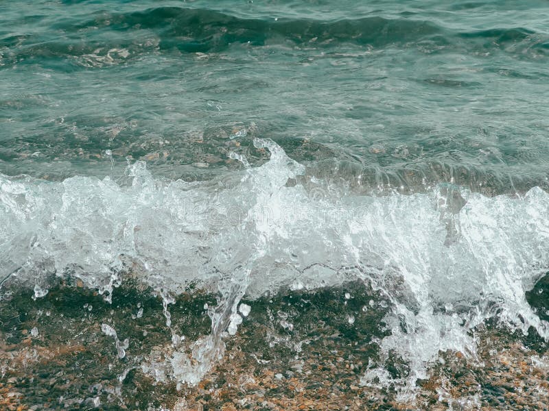 Soft Blue Ocean Wave on Clean Pebble Beach Stock Image - Image of ...