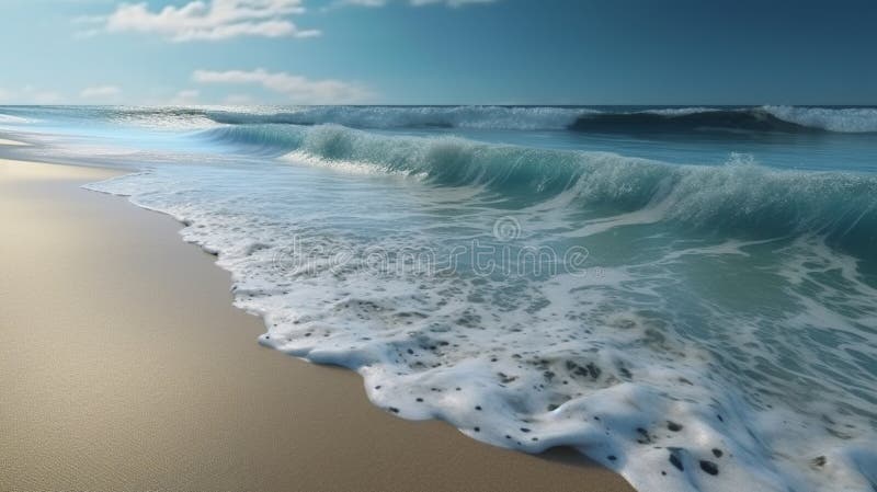 Soft Blue Ocean Wave on Clean Sandy Beach. Generative AI Stock ...