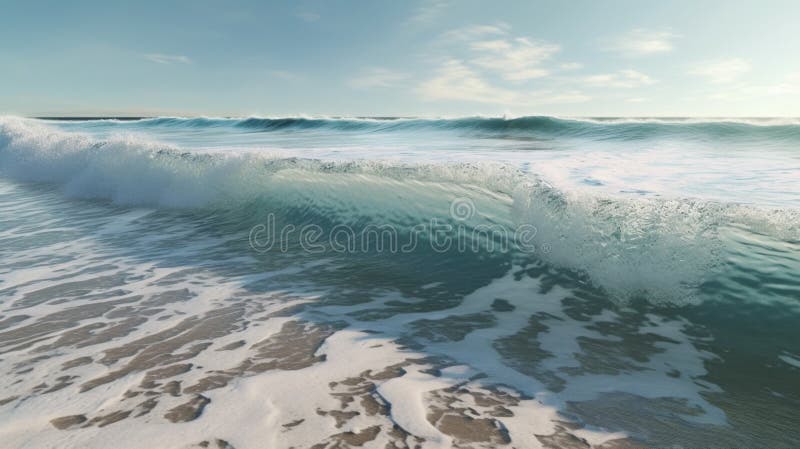 Soft Blue Ocean Wave on Clean Sandy Beach. Generative AI Stock ...