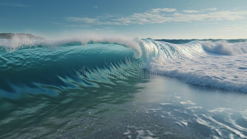 Soft Blue Ocean Wave on Clean Sandy Beach. Generative AI Stock ...