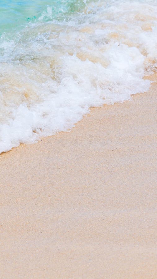 Soft Blue Ocean Wave on Sandy Beach. Background with Copy Space ...