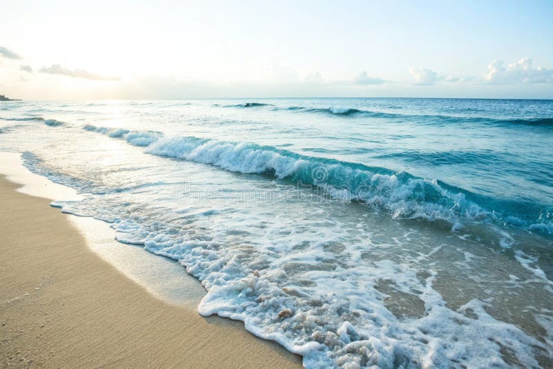 Soft Blue Ocean Waves on the Beach - Tranquil Seaside View Stock ...