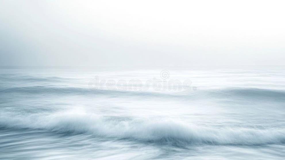 Soft Blue Ocean Waves in Mist Stock Illustration - Illustration of ...