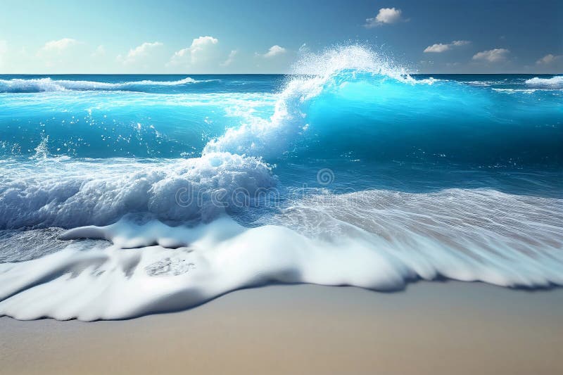 Soft Blue Ocean Waves on a Tropical Island Beach. Generative AI Stock ...