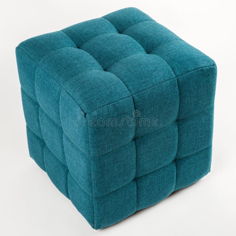 Soft Blue Pouf on a White Background Stock Photo - Image of pouf, color ...