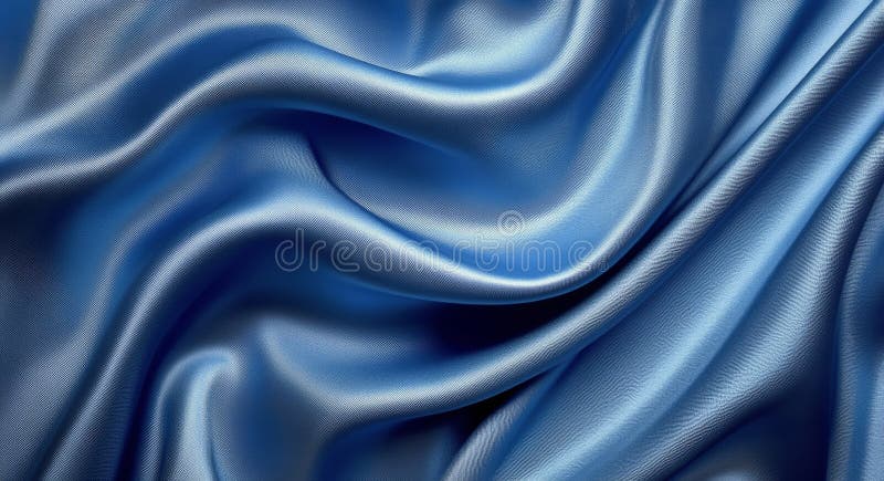 Soft Blue Satin Fabric Draping Elegantly Over a Surface Creating Smooth ...