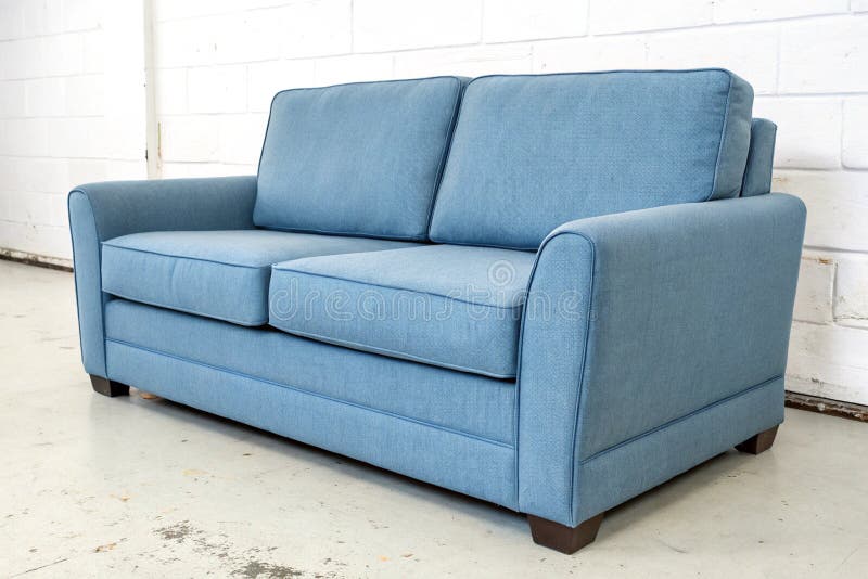 Soft Blue Sofa on White Background Stock Illustration - Illustration of ...