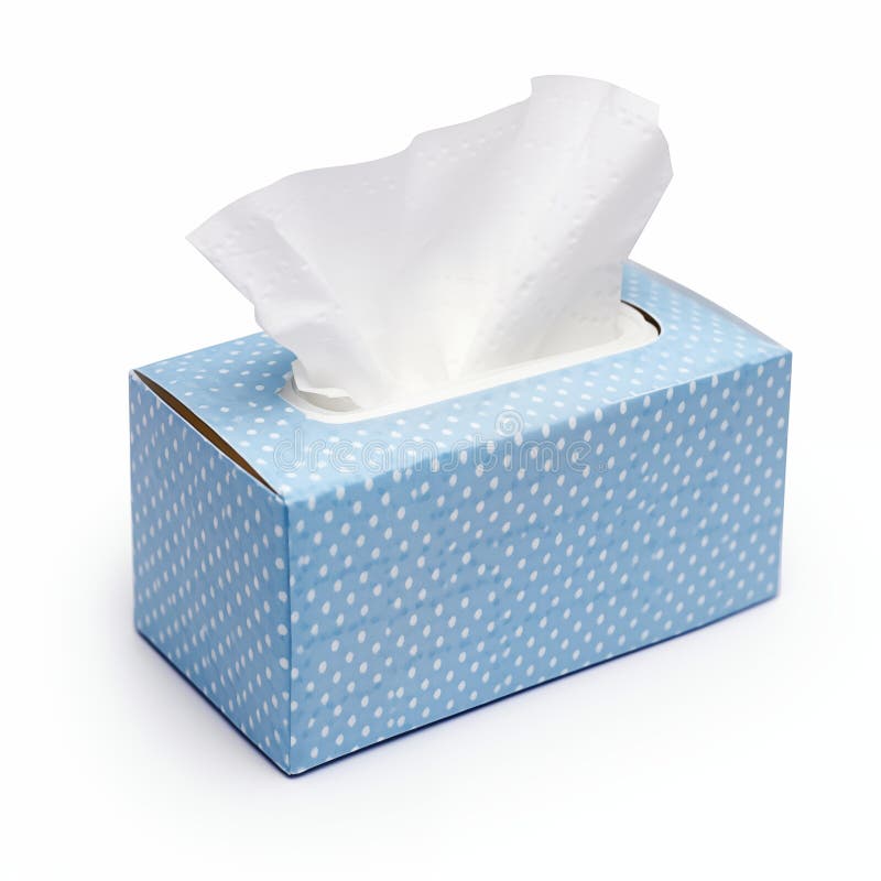 Soft Blue Tissue Box with White Tissues, Ideal for Home or Office Use ...