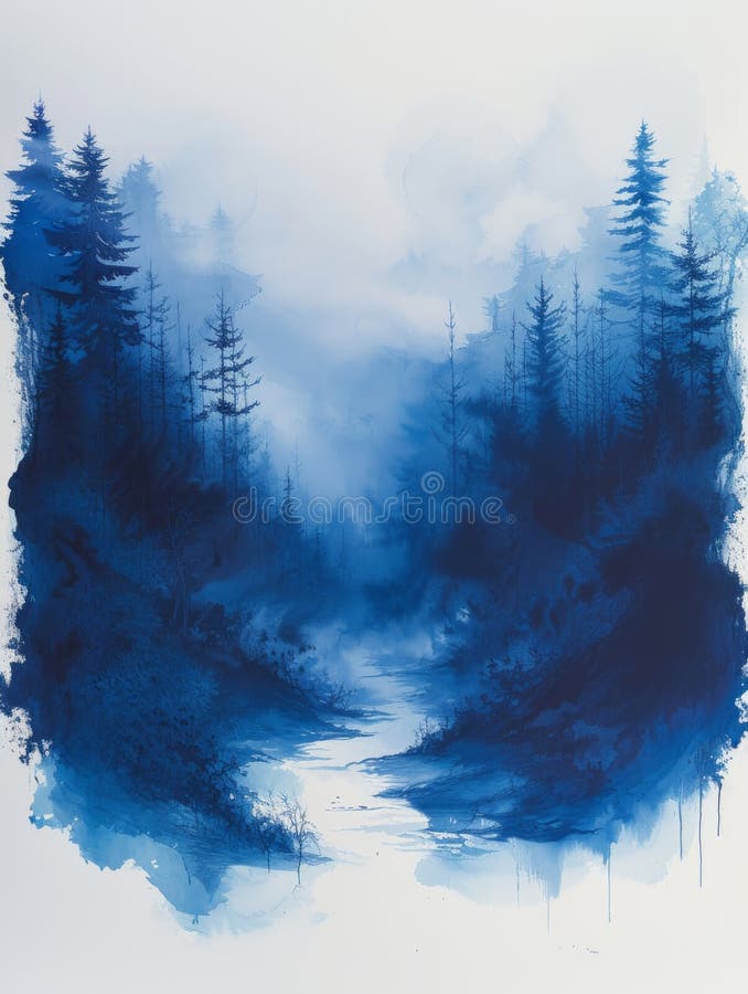 Soft Blue Watercolor Splash on White Generative AI Stock Illustration ...