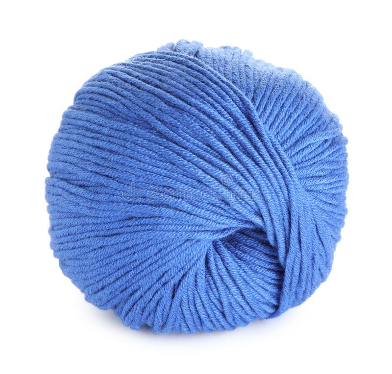 Soft Blue Woolen Yarn Isolated on White Stock Photo - Image of loop ...