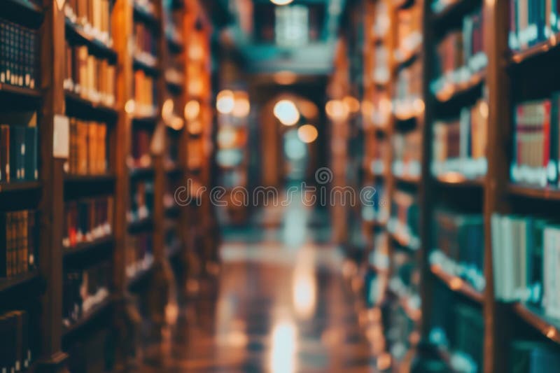 Soft Blurred Abstract Library Background with Books, Peaceful Reading ...