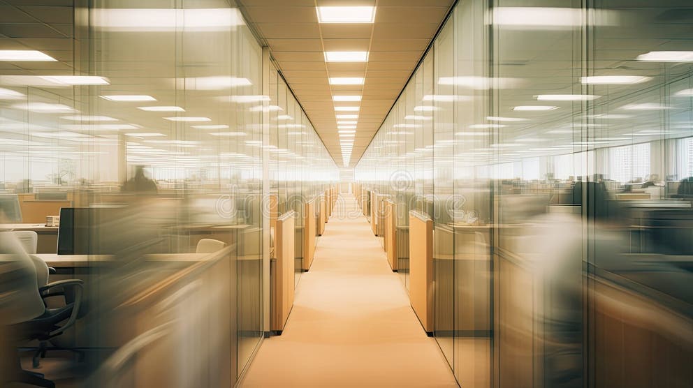 Soft Blurred Cubicle Office Interior Stock Illustration - Illustration ...