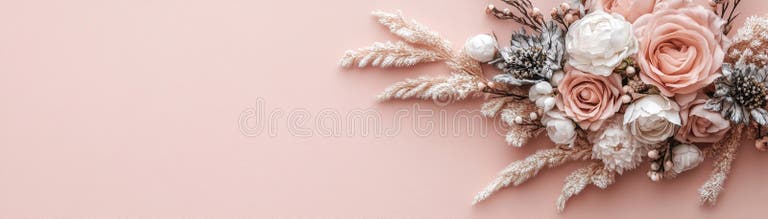A Soft Blush Pink Backdrop Enriched with Romantic Floral Elements ...