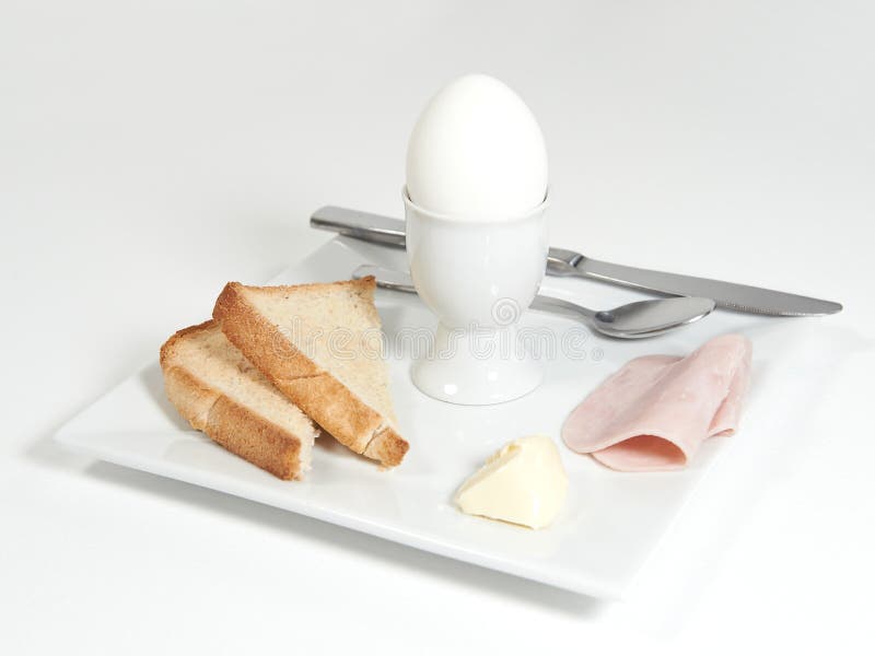 Soft Boiled Egg with Ham and Toast Stock Photo - Image of toast, butter ...