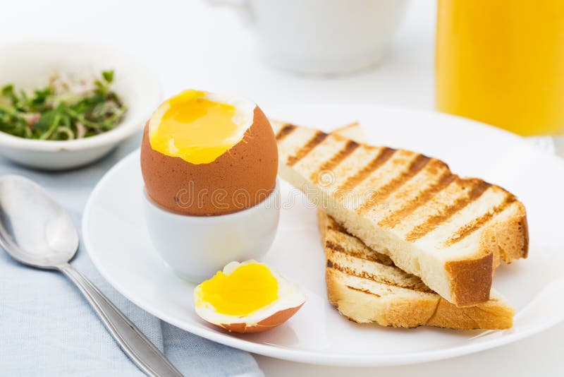 Soft Boiled Egg with Toast for Rich Breakfast. Stock Photo - Image of ...
