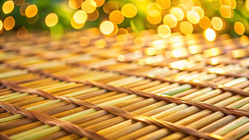 Soft Bokeh Effect on a Light Bamboo Mat Texture a Stunning Background ...
