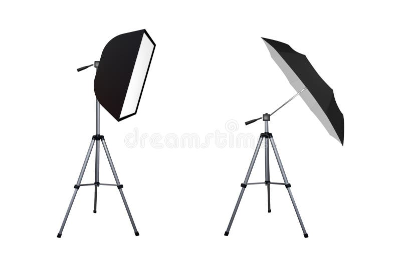 Soft Box and Black Umbrella Reflector. Stock Vector - Illustration of ...