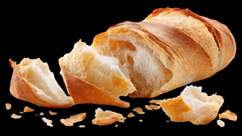 Soft Bread Torn and Offered Across Transparent Background Stock Photo ...