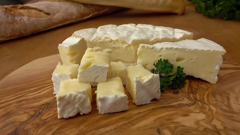 Soft brie cheese cubes stock footage. Video of hotel - 305637820