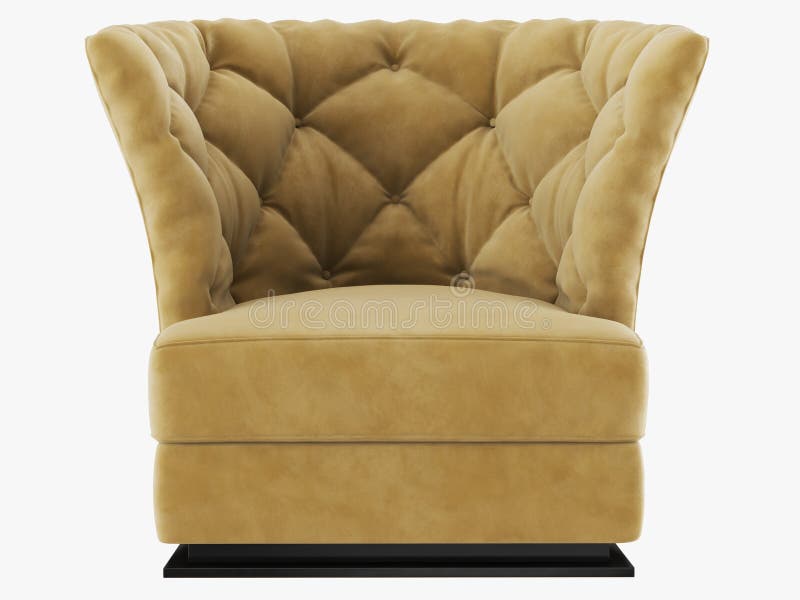 Soft Brown Armchair Captone Front View 3d Rendering Stock Illustration ...