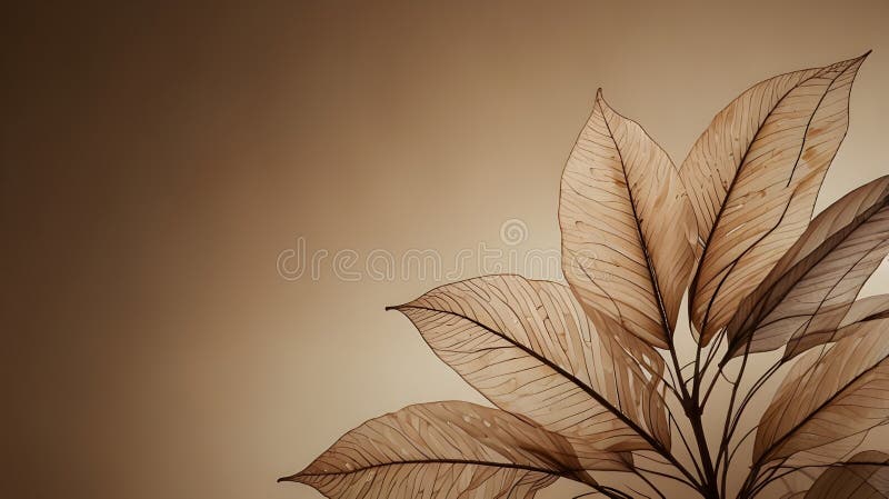 Soft Brown and Beige Gradient with Minimalistic Leaf Patterns in the ...