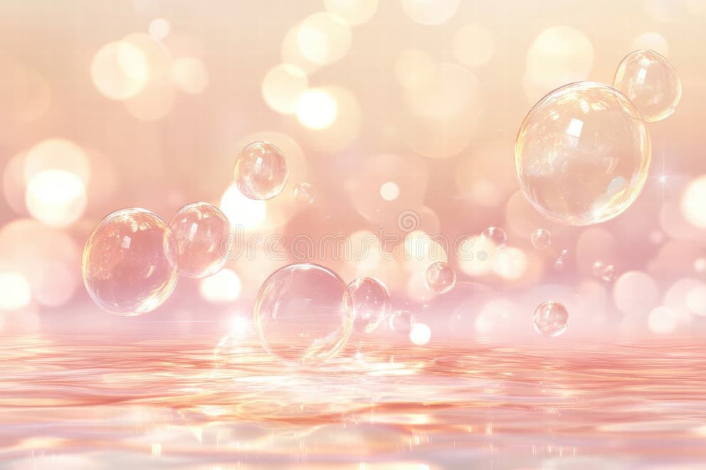Bubbles Floating Above a Shimmering Surface with a Soft Pastel ...